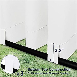 PureFit Outdoor Curtains for Detachable Sticky Tab Top Patio Waterproof/Weatherproof, UV and Fade Resistant Outside Curtains for Gazebo, Porch, Pergola, Privacy Curtain, 54 x 84 inch, 2 Panels, White