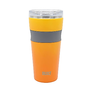 BUILT 24 Ounce Shasta Double Wall Vacuum Insulated Stainless Steel Coffee and Water Tumbler with Easy to Clean Flip to Open Tritan Lid, Yellow and Orange Citrus Sunrise Ombre