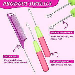 8 Pieces Latch Hook Crochet Needle Comb Hair Clip Set Include 2 Pieces Plastic Crochet Needle 4 Pieces Alligator Hair Clip 2 Pieces Rat Tail Comb for Hair Tool Kits Braid Hair and Hair Extension