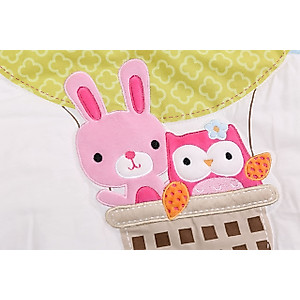 4 PCs Hot Pink Embroidery Rabbit Birds Nursery Crib Bedding Set Quilt Blanket Dust Ruffle Fitted Sheet Baby Girl Bedding Set