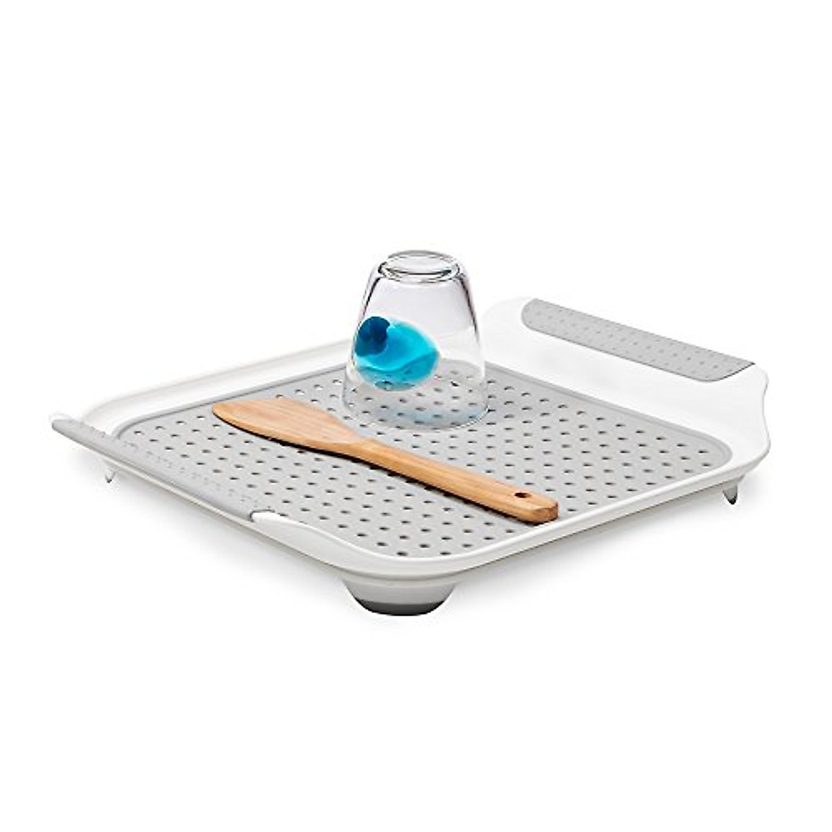 madesmart Soft Draining Sink Mat - White, Grey | SINKWARE COLLECTION | Dry Cups, Utensils, or use to Catch Food Prep | Soft-grip Handles for Portability | Non-slip Rubber Feet | BPA-Free