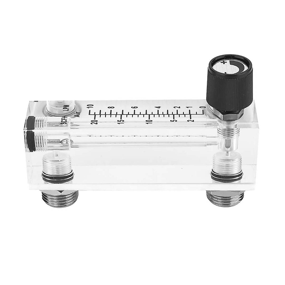 Deosdum LZM6T Acrylic PMMA Adjustable Panel Type Gas Flowmeter 1to10LPM 1/4"BSP M18x1.5