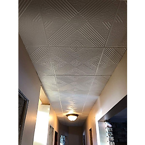 A la Maison Ceilings R34 Pyramid Illusion Foam Glue-up Ceiling Tile (256 sq. ft./Case), Pack of 96, Plain White