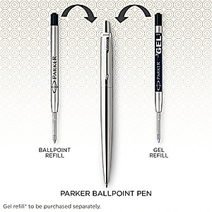 Parker Jotter Stainless Steel Ballpoint Pen, Medium Point, Black Ink