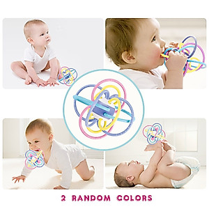 Sensory Teether and Rattle. Grab, Chew, and Shake. Plastic Center for Easy Cleaning and No Exposed Screws. Infant Safe for Plus 0 Months