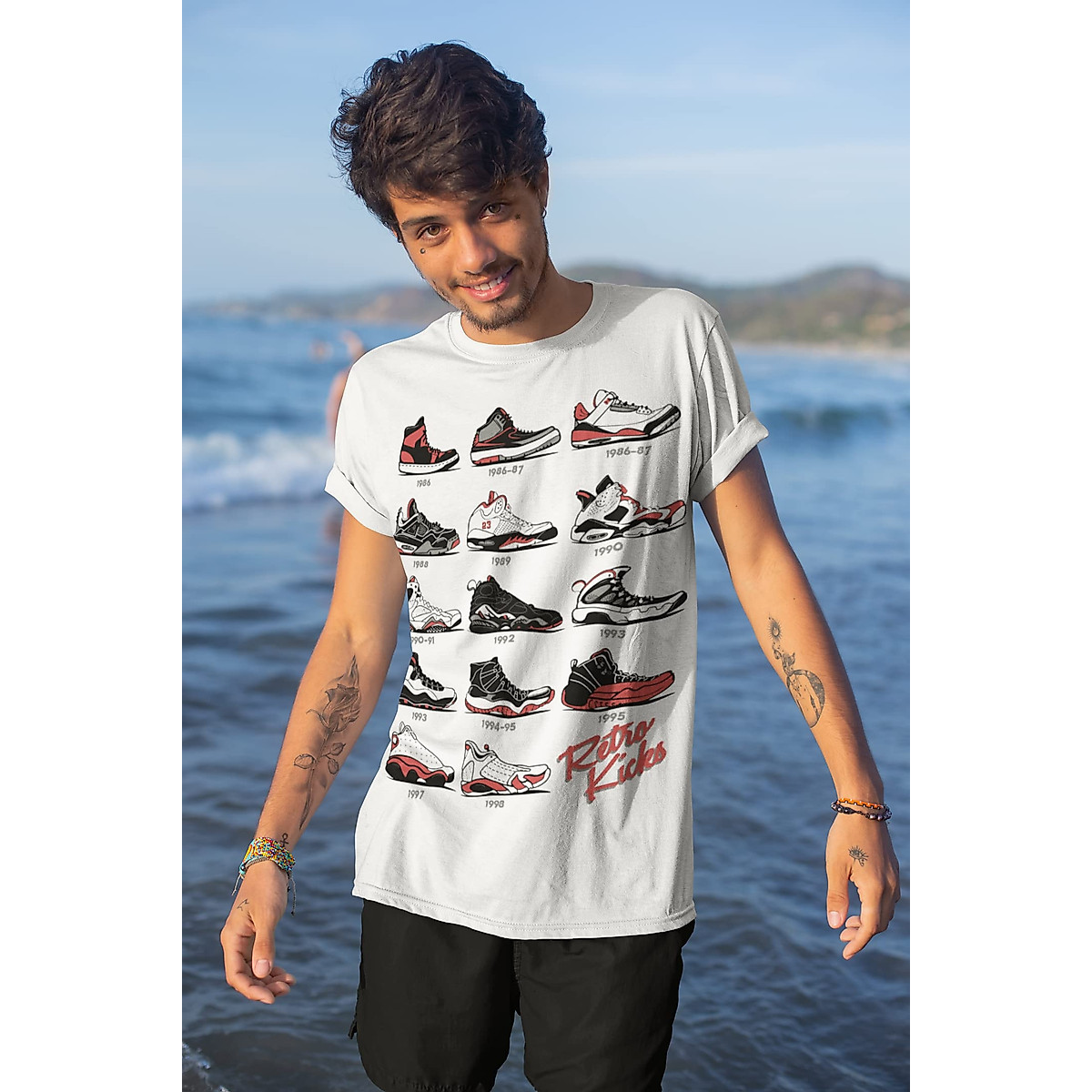 Jordan Retro Sneakers Image T Shirt to Match Jordans, Tee to Match Jordan 1 2 3 4 5 6 11 12 13 Gift for Jordan White