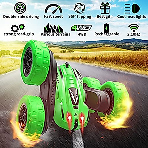CPSYUB Remote Control Car, RC Car Double Sided Fast Off-Road Stunt RC Toy Car, Rechargeable RC Crawler Toys for Ages 4, 5, 6, 7, 8, 9, 10, 11, 12 Year Old Boys Girls Gifts