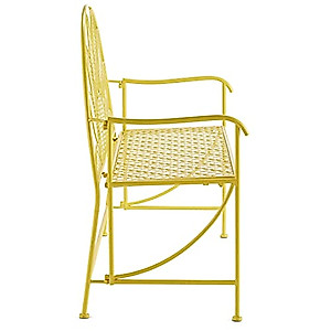 The Lakeside Collection Yellow Metal Sunflower Garden Bench - Outdoor Home Floral Accent