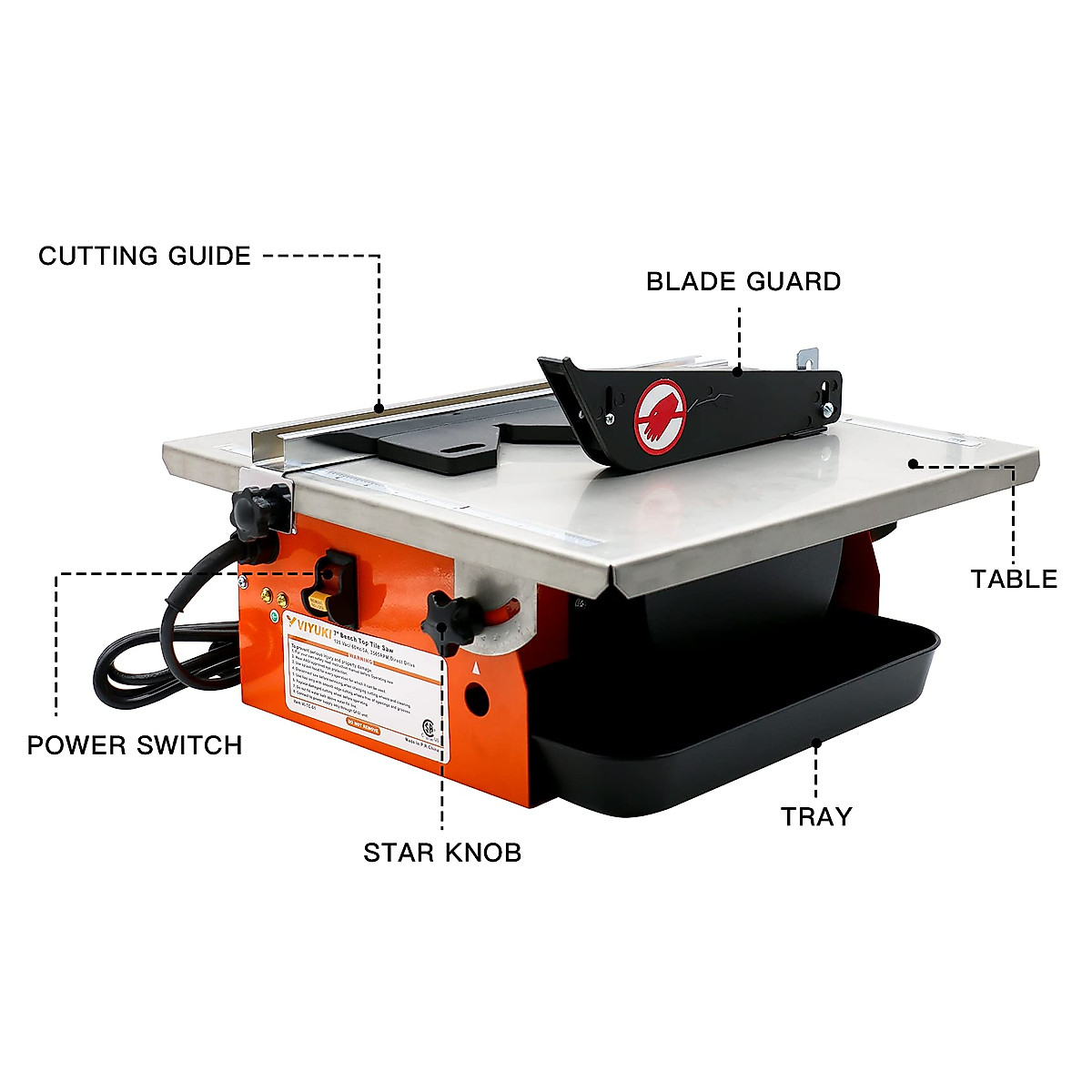 VIYUKI Tile Cutter Saw Portable Wet Cutting Porcelain Tile Cutter Table Saw 7-Inch Wet Tile Saw