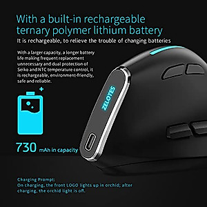 Wireless Bluetooth Ergonomic Vertical Mouse Programmable Custom Buttons Onboard Memory USB Computer Mouse for Office Gaming Right Hand PC Mouse