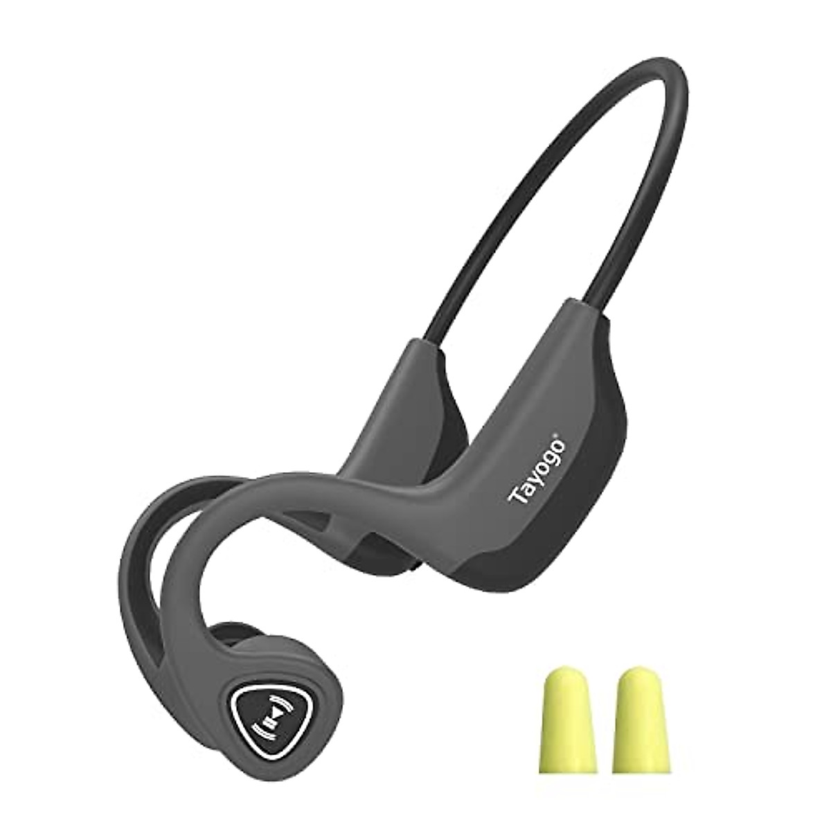 Tayogo Bone Conduction Headphones, Wireless Bluetooth Bone Conducting Earbuds with 8 GB Storage, Open Ear Headset with Mic, for Running, Cycling, Yoga(Can't for Swimming)-Grey