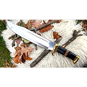 Dundee 440C Crocodile Bowie Knife Full Tag Paper Cutting Shapening With Hand Stitch Leather Sheath