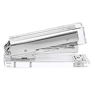 Silver Acrylic Lucite Bundle | Premium Stapler, Tape Dispenser, Scissors, Staple Remover, & Ruler Gift Set | Clear Stationery & Desk Accessories | Modern, High End, Chic, Luxury Office Goods