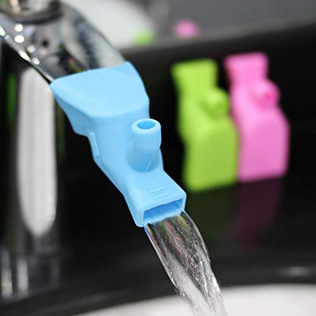 HO BEAR 2Pcs Silicone Faucet Extender Food-Grade Water Spout Cover Tooth Brushing Gargle Hand Washing Extender for Home Bathroom Kitchen Sink 2 Blue, 7x2.5cm