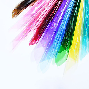 Quera 15pcs Iridescent Cellophane Wrap Paper Sheets Cellophane Wrap Roll Clear Flower Wrapping Packaging Paper,for Birthday Christmas Gift Candy Craft Flower 23'' x 23''(Purple)