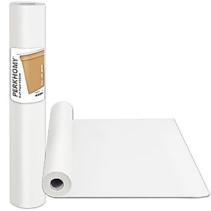 PerkHomy White Kraft Paper Roll 17.5" x 960" (80') for Gift Wrapping Bouquet Flower Kids Art Painting Craft Writing Packaging Shipping 80GSM 55LB (White, 17.5" x 80')