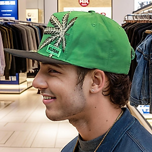 Popfizzy Men’s Weed Hat, Pot Leaf Hats, Marijuana Mesh Snapback Cap, Cannabis Baseball Caps, Weed Gifts for Stoners