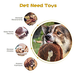 Dog Squeaky Toys, No Stuffing Plush Dogs Chew Toy for Small Medium Large Breed Chewer Stuffless Squeak Boredom and Stimulating Tough Durable Puppy Teething Chewing Aggressive Interactive Birthday Gift