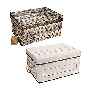 Livememory Storage Bins with Lids - 2 Pack, Decorative Storage Boxes with Lids and Handles