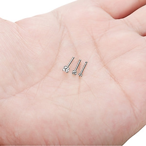 Jstyle 20G 3 Pcs a Set Stainless Steel Nose Rings Studs Piercing Body Jewelry 1.5mm 2mm 3mm