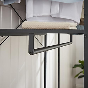 Wekity Freestanding Closet Organizer Heavy Duty, Closet Clothes Organizer, Freestanding Closet Organizer System, Holds 350 Lbs Metal Closet Rack, Clothes Rack (Rustic Brown)