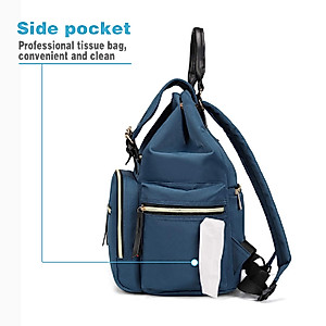 QIMIAOBABY Diaper Backpack, Waterproof Nylon Baby Nappy Storage Bag (Blue)