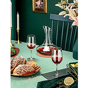 Gezzeny Wine Decanter, 50 oz Crystal Decanter Set 1.5L Wine Carafe, Red Wine Glass Decanter Set with Wine Accessories - Two Red Wine Glasses, Cleaning Beads, Drying Stand, Wine Gifts for Men/Women