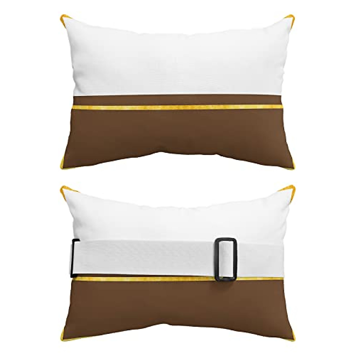 Prime Leader Recliner Head Pillow Ledge Loungers Chair Pillows with Insert Geometric Modern Art Yellow Stripes White Brown Lumbar Pillow with Adjustable Strap Outdoor Waterproof Patio Pillows, 2 PCS