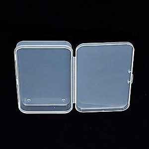 AKOAK Clear Polypropylene Rectangle Mini Storage Containers Box with Hinged Lid for Card,Accessories,Crafts,Learning Supplies,Screws,Drills,Battery,4.8" x 2.9" x 0.67",Pack of 4