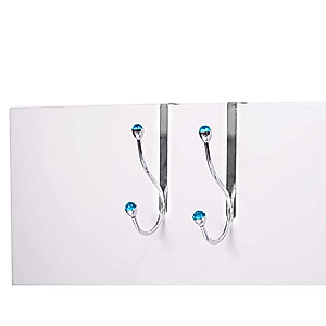 Elegant Home Fashions Single Hook Over The Door Hanger with Blue Acrylic Jewel Finish
