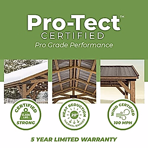 Backyard Discovery Norwood 20 ft. x 12 ft. All Cedar Wooden Carport Pavilion Gazebo with Hard Top Steel Roof