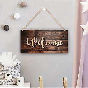 Granbey Welcome Door Sign Wall Sign with Hanging String Sign Wall Art Home Decor For Farmhouse Porch Outdoor Home Front Door Sign Decor 6"x11" Inch