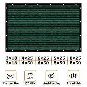 Shade&Beyond 5' X 25' Fence Privacy Screen Heavy Duty 170 GSM Fencing Mesh Shade Net Cover for Wall Garden Yard Backyard Indoor Outdoor Decoration, Green