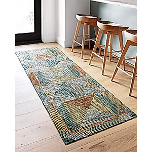 Loloi II Spectrum Collection SPE-01 Lagoon/Spice, Contemporary 7'-9" x 9'-9" Area Rug
