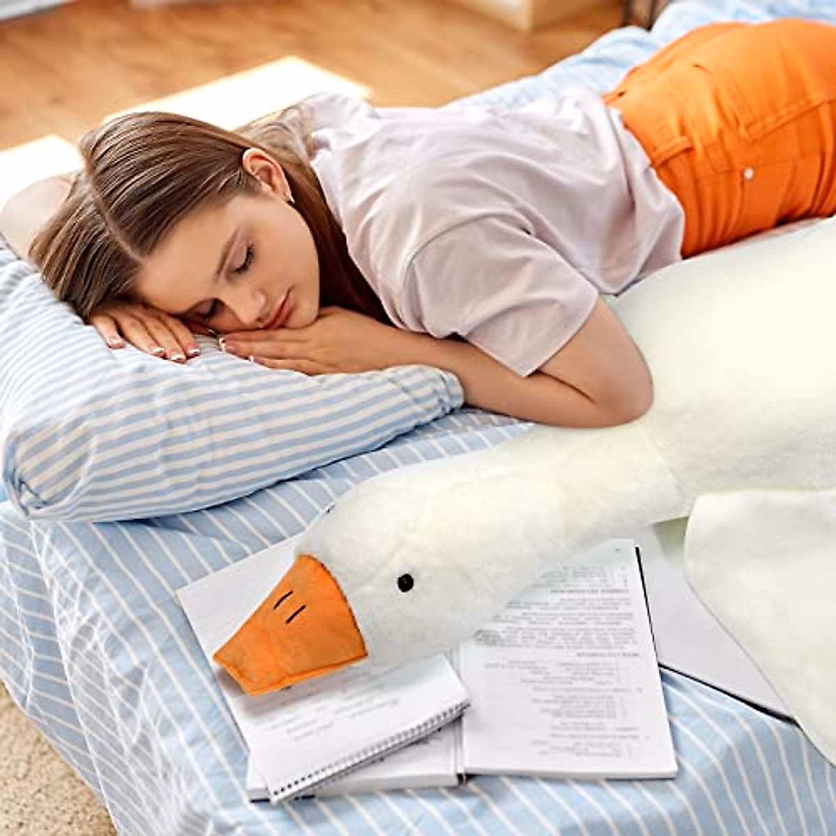 CottonStar Goose Stuffed Animal 20 Inch Cute Duck Plush Toy, Goose Plush Soft Swan Hugging Pillow, Gift for Kids and Friends, White