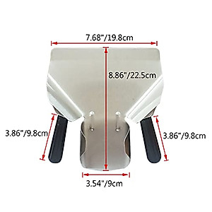 LoveDeal Commercial Stainless Steel French Fry Scoop, Chip Popcorn Bagger, Ice Candy Snacks Desserts Scooper, Removable Dual Handle （Right&Left)