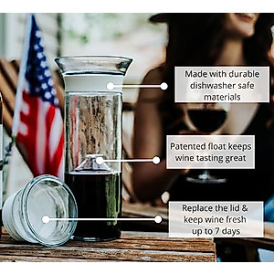 Savino | Glass Wine Saving Carafe | Clear | 750ml | For Non-Sparking Wines | Luxury Glass Wine Preserver | Dishwasher Safe & Shatterproof | Fresh Up to 7 Days | Wine Saver | Wedding Gift