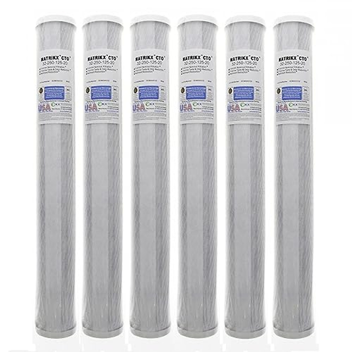 MatrikX KX 32-250-125-20 CTO2-20 5 Micron Whole House Carbon Filter 6 Pack