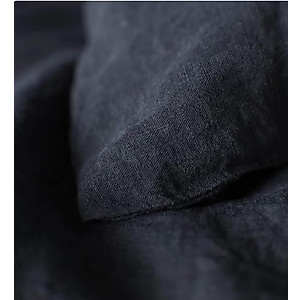 Generic Full Black Linen Duvet Cover Stone Washed Linen Duvet Cover Linen Duvet Cover King Queen Full Size Black Linen Bedding Bed Cover Set (King), Natural, RDR0055