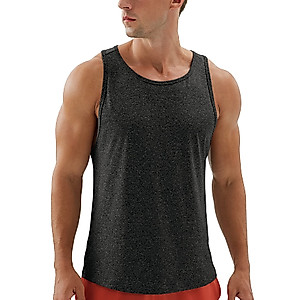 icyzone Workout Tank Tops for Men - Running Muscle Tank Exercise Gym Tops Athletic Shirts (Black Heather, Medium)