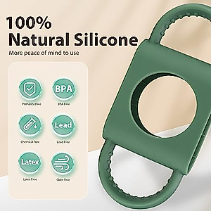 Wide Neck Bottle Handles for Dr Brown, 2 Pack Baby Bottle Holder 100% Silicone, BPA Free, Dishwasher Safe, Baby Grasp Teaching, Hands Free Feeding, White and Green