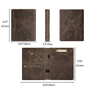 Personalized Leather Portfolio for Men, Engraved Leather Clipboard Portfolio Binder, Custom Leather Legal Pad Padfolio, Christmas Gift for His/Her (Clipboard, Grey-Standard)