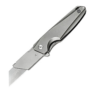 TGZUO Titanium Folding Utility Knife with Clip Mini EDC Box Cutter Flipper Pocket For Outdoor 10pcs Carbon Steel Replacement Blades