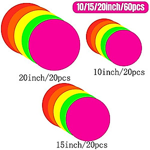 60Pcs Party Decorations Circle Dots Garland Party Streamers Decorations UV Black Light Reactive Glow in The Dark Paper Garland Fluorescent Party Hanging Decorations