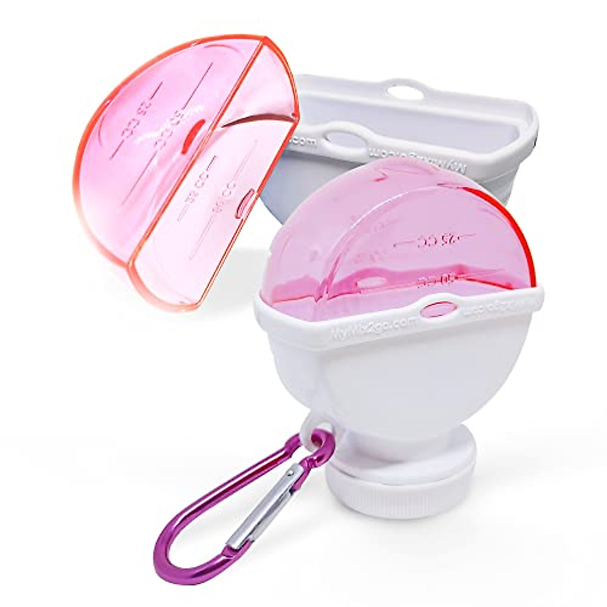 Multipurpose Protein Powder Container, Airtight Powder Container with Protein Powder Funnel, On-The-Go Supplement Container for Gym and Outdoor Enthusiasts, White/Pink, 120 CCs - MyMix2go