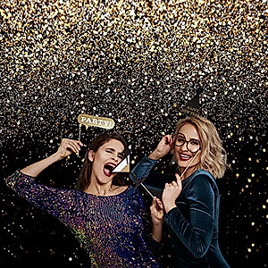 WOLADA 10x8FT Gold Backdrop Glitter Backdrop Gold Spots Bokeh Backdrop Black and Gold Backdrop Wedding Backdrop Gold Backdrop for Parties Vinyl Photography Backdrop 11176