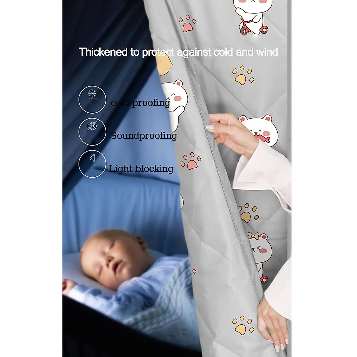 JIXAW Magnetic Thermal Insulated Door Curtain Transparent Thickened Upgraded Thermal Insulated Door Curtain Winter Doorway Oxford Garage Soundproof Blanket for Door,33x80 Inch