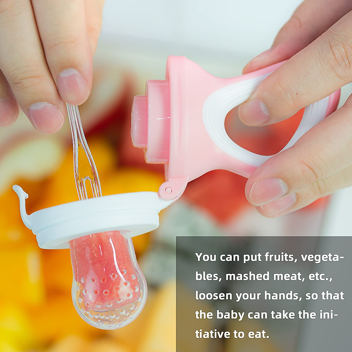 Baby Food Fruit Feeder Pacifier Teething Toys Teether （2Pcak） - Relief Teething Includes All The Sizes Pouches Food Feeder Pacifier 6 Different Silicone Nipple