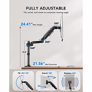 HUANUO Single Monitor Mount, 13 to 32 Inch Gas Monitor Arm