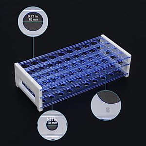 stonylab Test Tube Rack, 3-Tier Detachable Blue Plastic Test Tube Rack Tube Holder Stand Rack for Laboratory Scientific Experiments, 45/64 inch 40-Place
